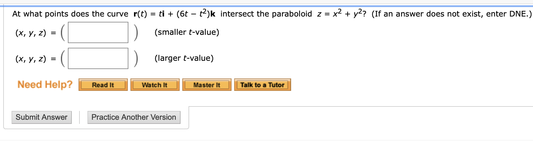 Solved At what points does the curve r(t) = ti + (6t - t?)k | Chegg.com