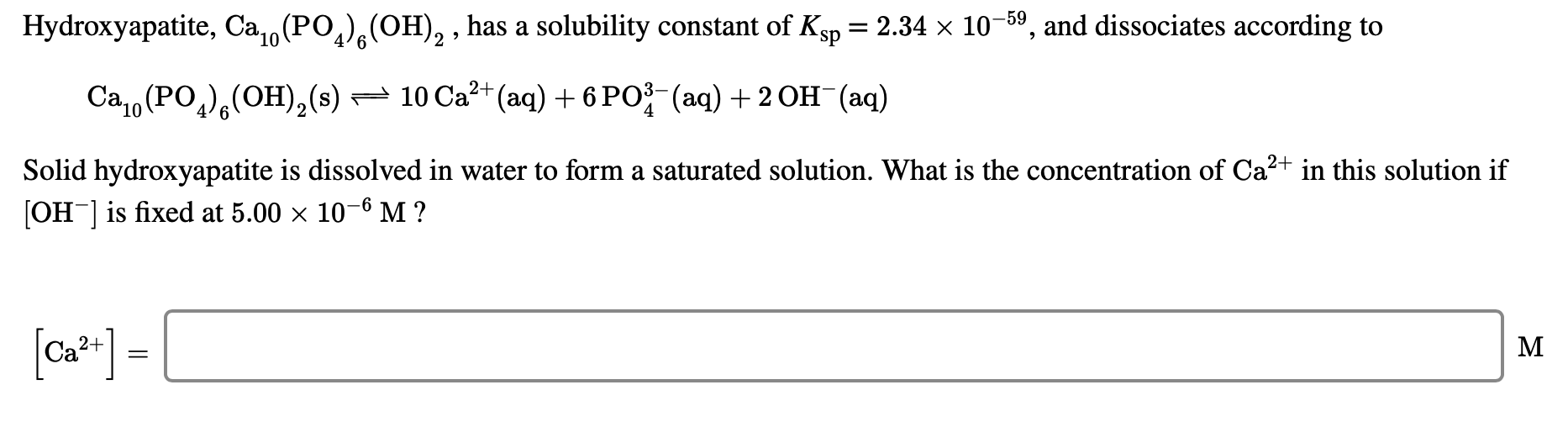 Solved Hydroxyapatite, Ca,(PO2).(OH), , has a solubility | Chegg.com