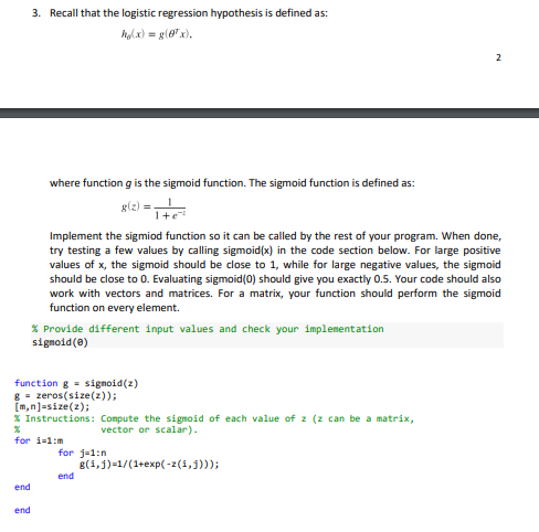 Solved 3. Recall that the logistic regression hypothesis is | Chegg.com