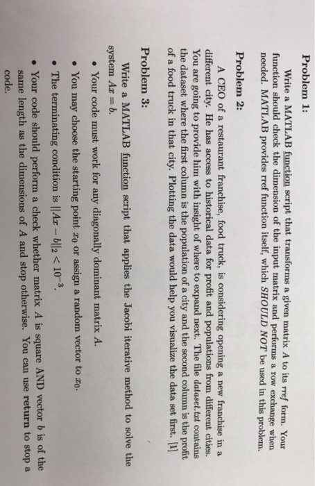 Problem 1 Write A Matlab Function Script That 5113
