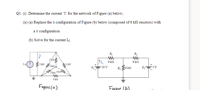 Solved Q1. ) Determine the current 'I' for the network of | Chegg.com