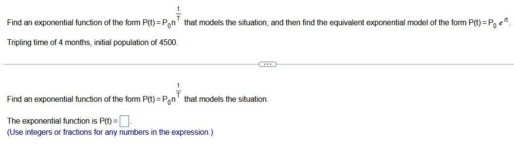 Solved Find an exponential function of the form P(t)=P0n⊤t | Chegg.com