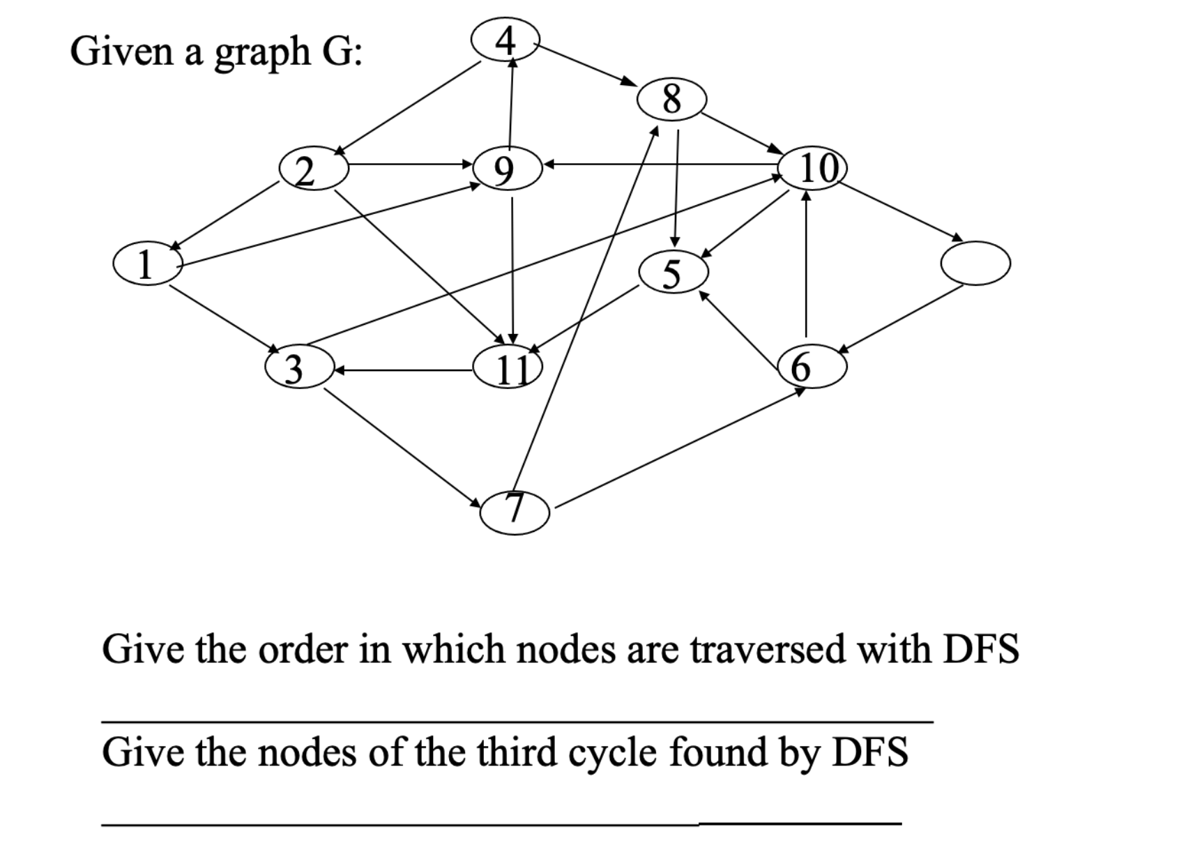 Solved Give the order in which nodes are traversed with DFS | Chegg.com