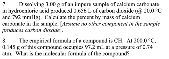 Solved Dissolving 3.00 g of an impure sample of calcium | Chegg.com
