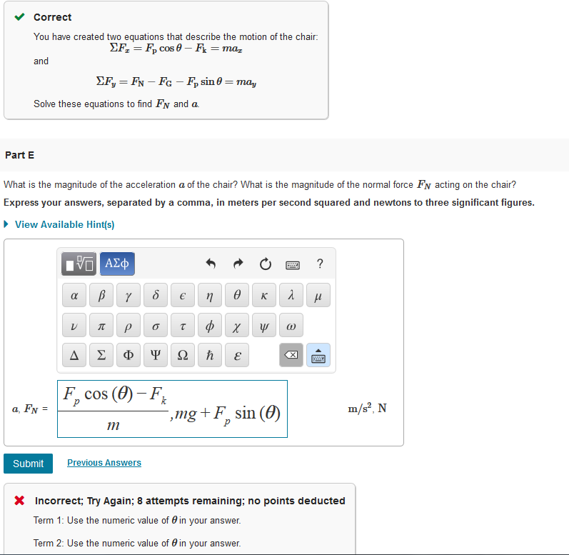 Solved Correct You have created two equations that describe | Chegg.com