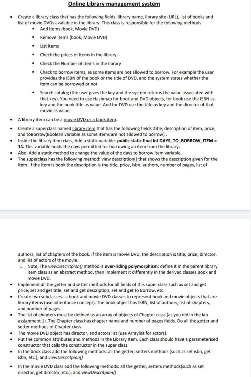 Online Library management system . Create a library | Chegg.com