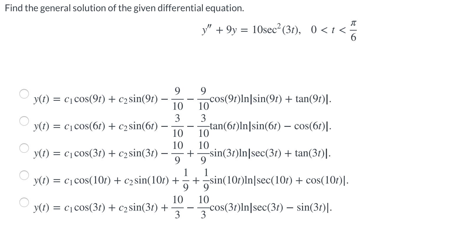 Solved Find the general solution of the given differential | Chegg.com