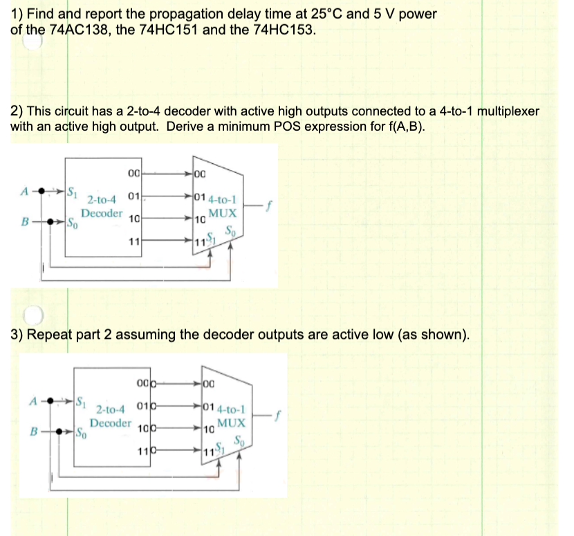 Solved 1) Find and report the propagation delay time at 25°C | Chegg.com
