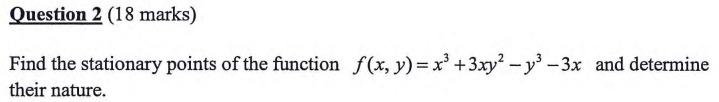 Solved Find the stationary points of the function | Chegg.com