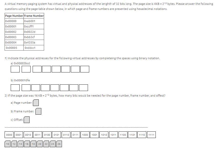 Solved A virtual memory paging system has virtual and | Chegg.com