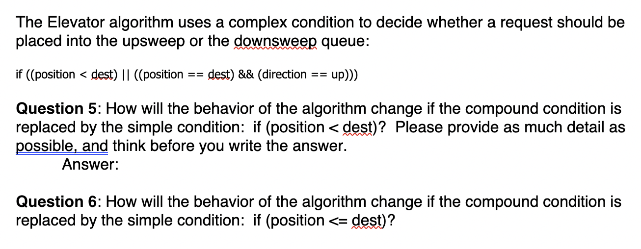 Solved The Elevator algorithm uses a complex condition to | Chegg.com
