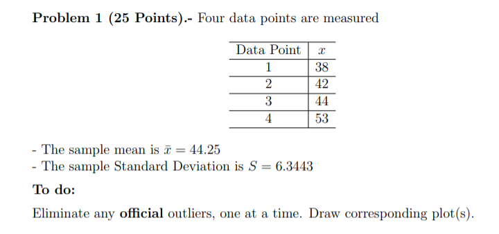 Solved Problem 1 (25 Points).- Four data points are measured | Chegg.com