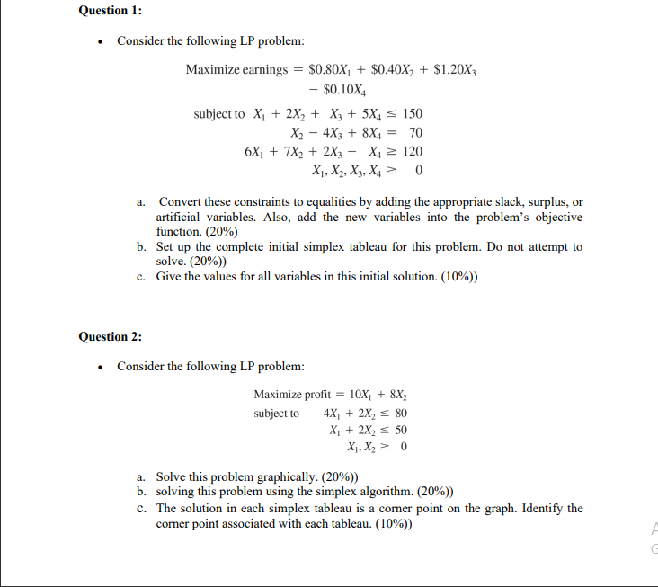 Solved - Consider the following LP problem: Maximize | Chegg.com