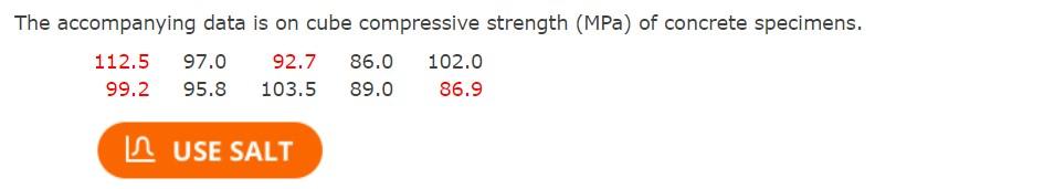 Solved The accompanying data is on cube compressive strength | Chegg.com