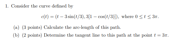 Solved 1. Consider the curve defined by | Chegg.com