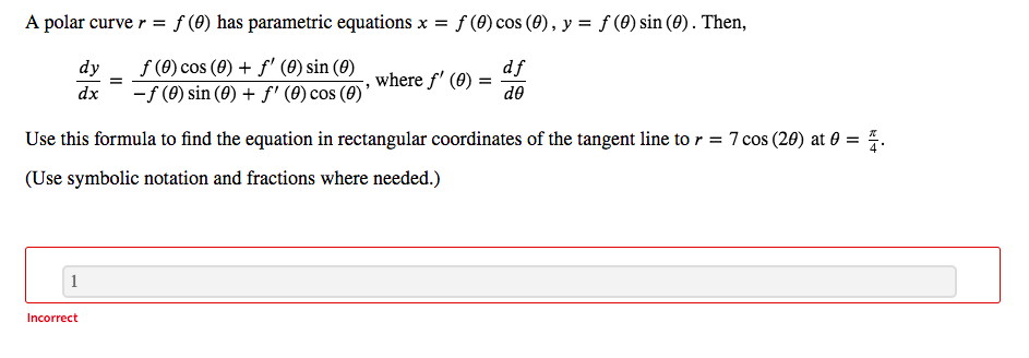Solved A polar curve r = f(0) has parametric equations x = | Chegg.com