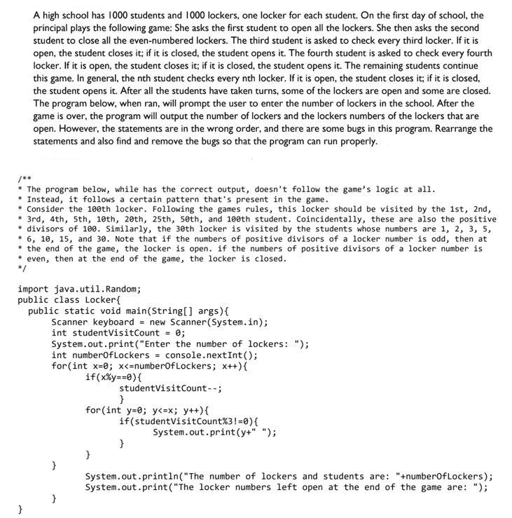 Solved A high school has 1000 students and 1000 lockers, one | Chegg.com