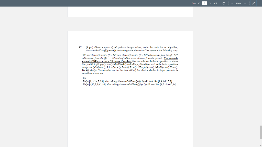 Solved Pages - 200M + VI. (6 pts) Given a queue Q of | Chegg.com