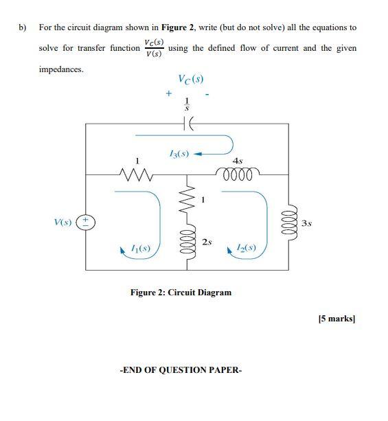 Solved b) For the circuit diagram shown in Figure 2, write | Chegg.com
