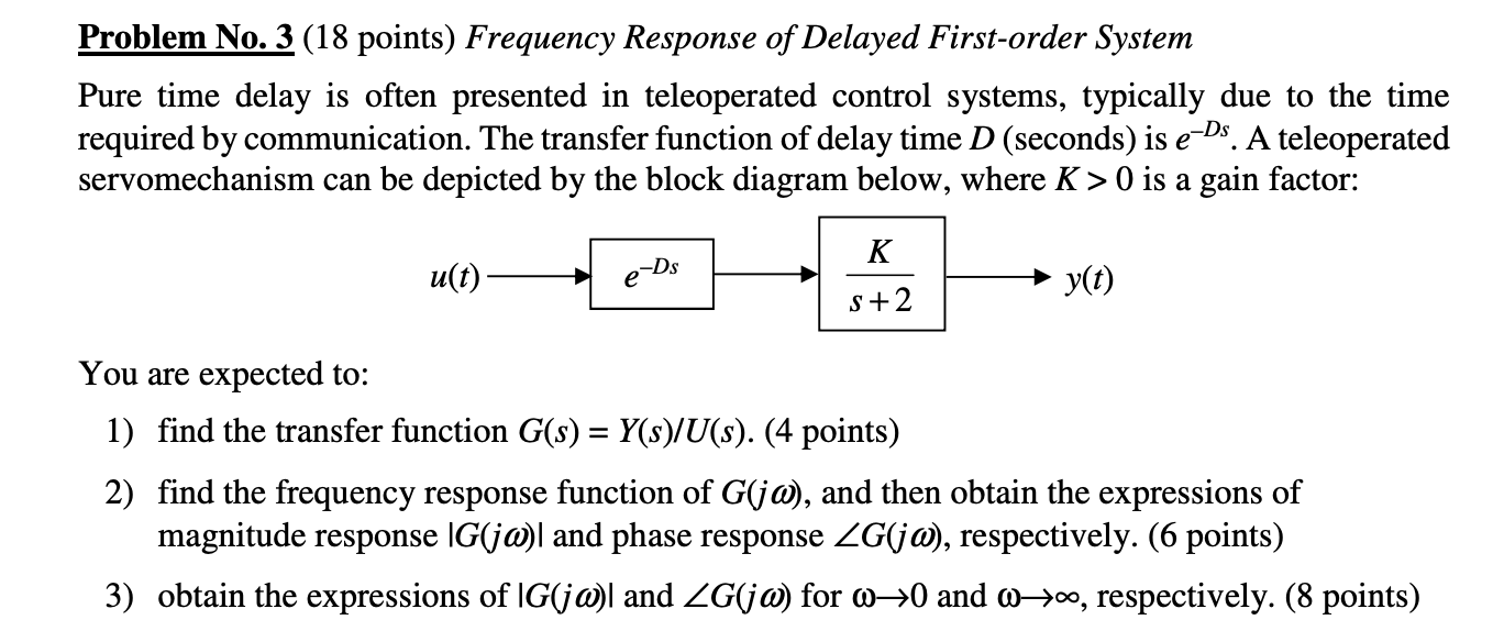 Solved Problem No. 3 (18 points) Frequency Response of | Chegg.com