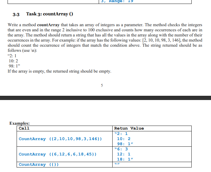 Solved Write a method countArray that takes an array of | Chegg.com
