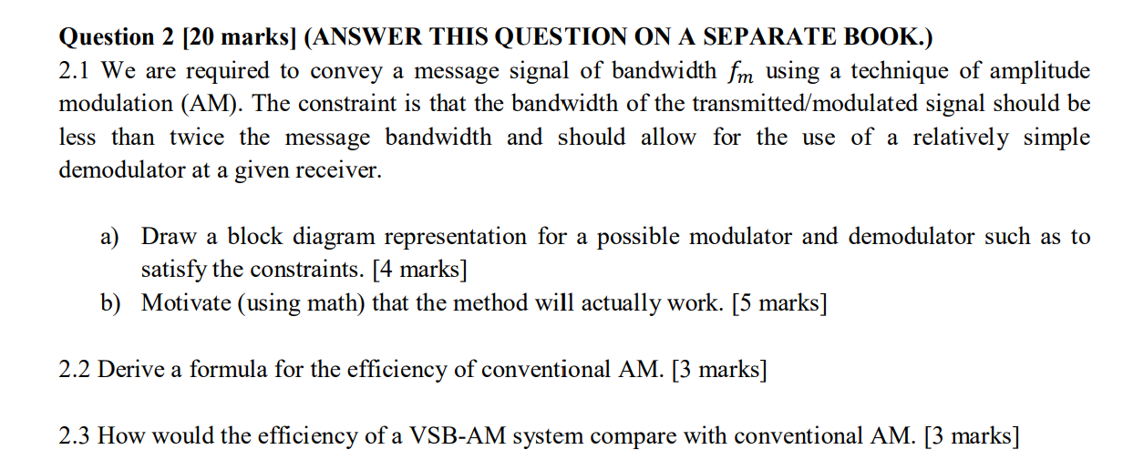 Solved Question 2 [20 marks) (ANSWER THIS QUESTION ON A | Chegg.com