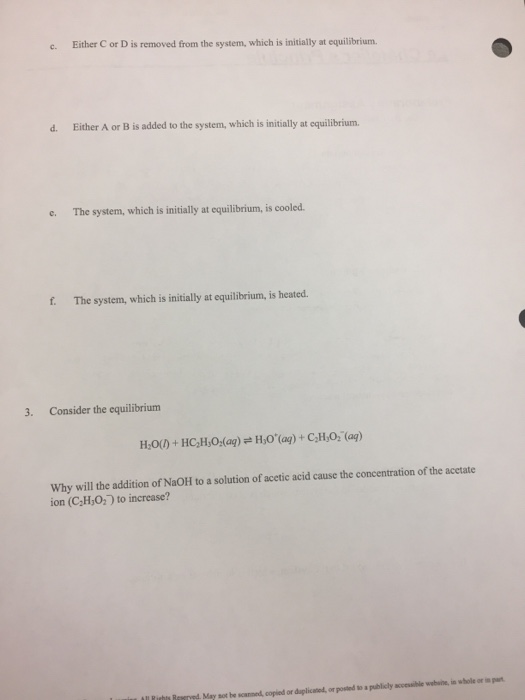 Solved Le Châtelier's Principle Prelaboratory Assignment I. | Chegg.com