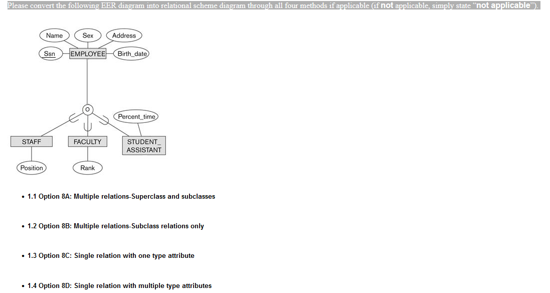 Solved - 1.1 Option 8A: Multiple relations-Superclass and | Chegg.com