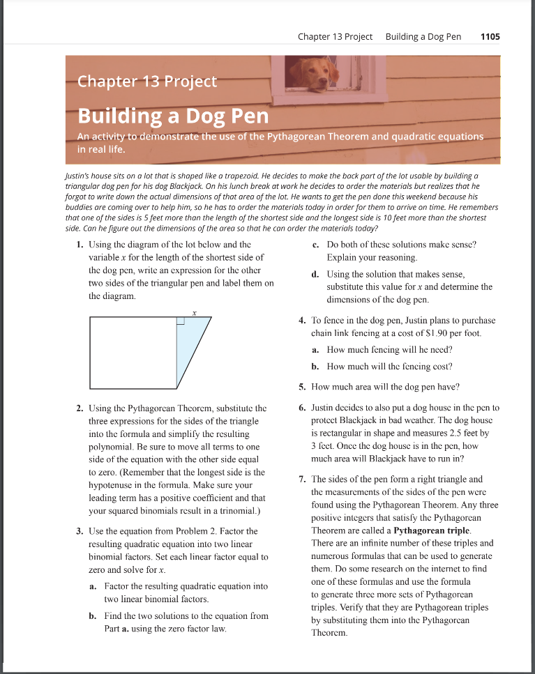 Solved Chapter 13 Project Building a Dog Pen 1105 Chapter 13 | Chegg.com