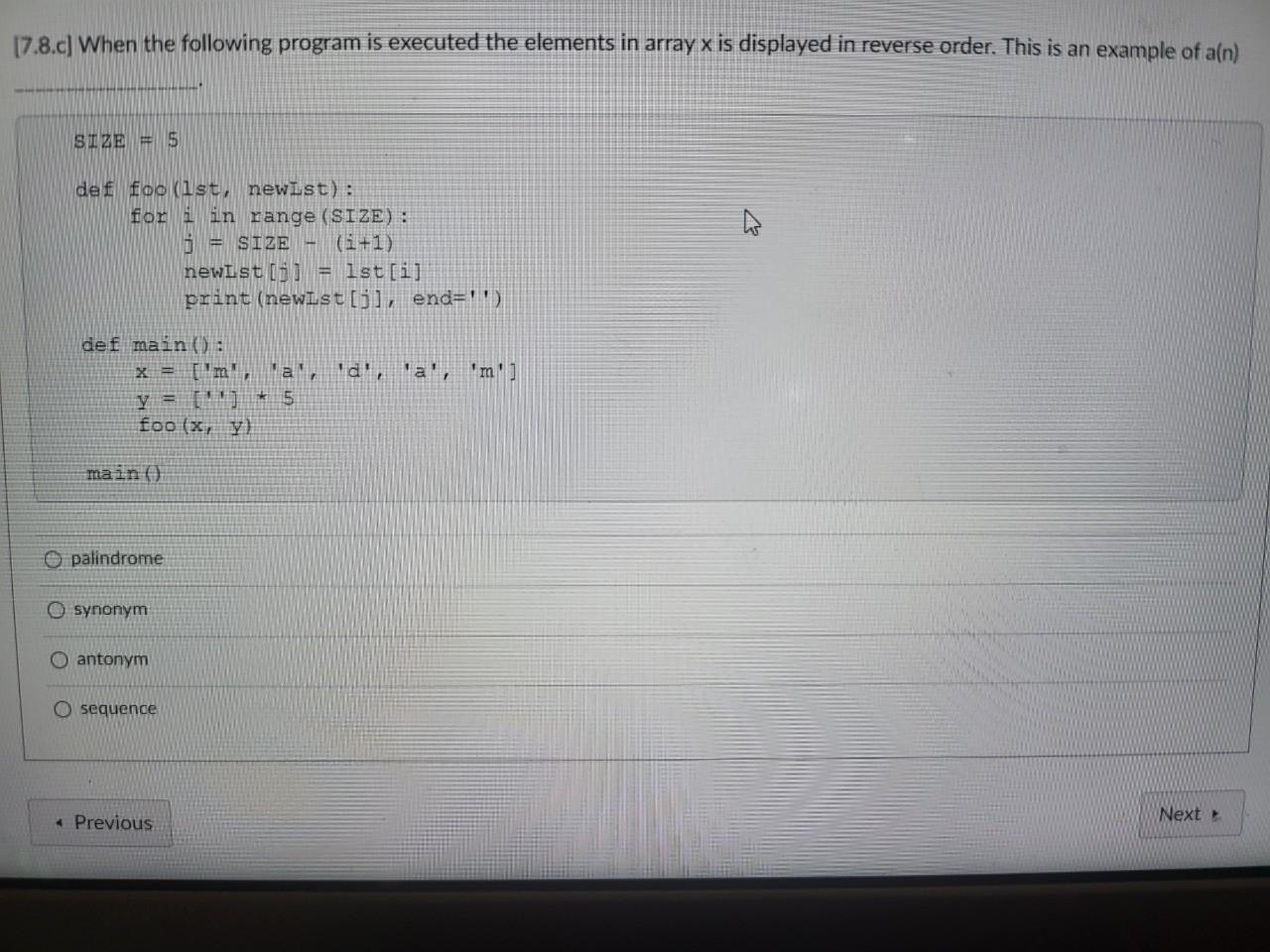 Solved [7.8.c] When the following program is executed the | Chegg.com