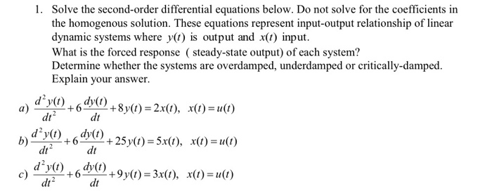 Solved 1 Solve the second-order differential equations | Chegg.com