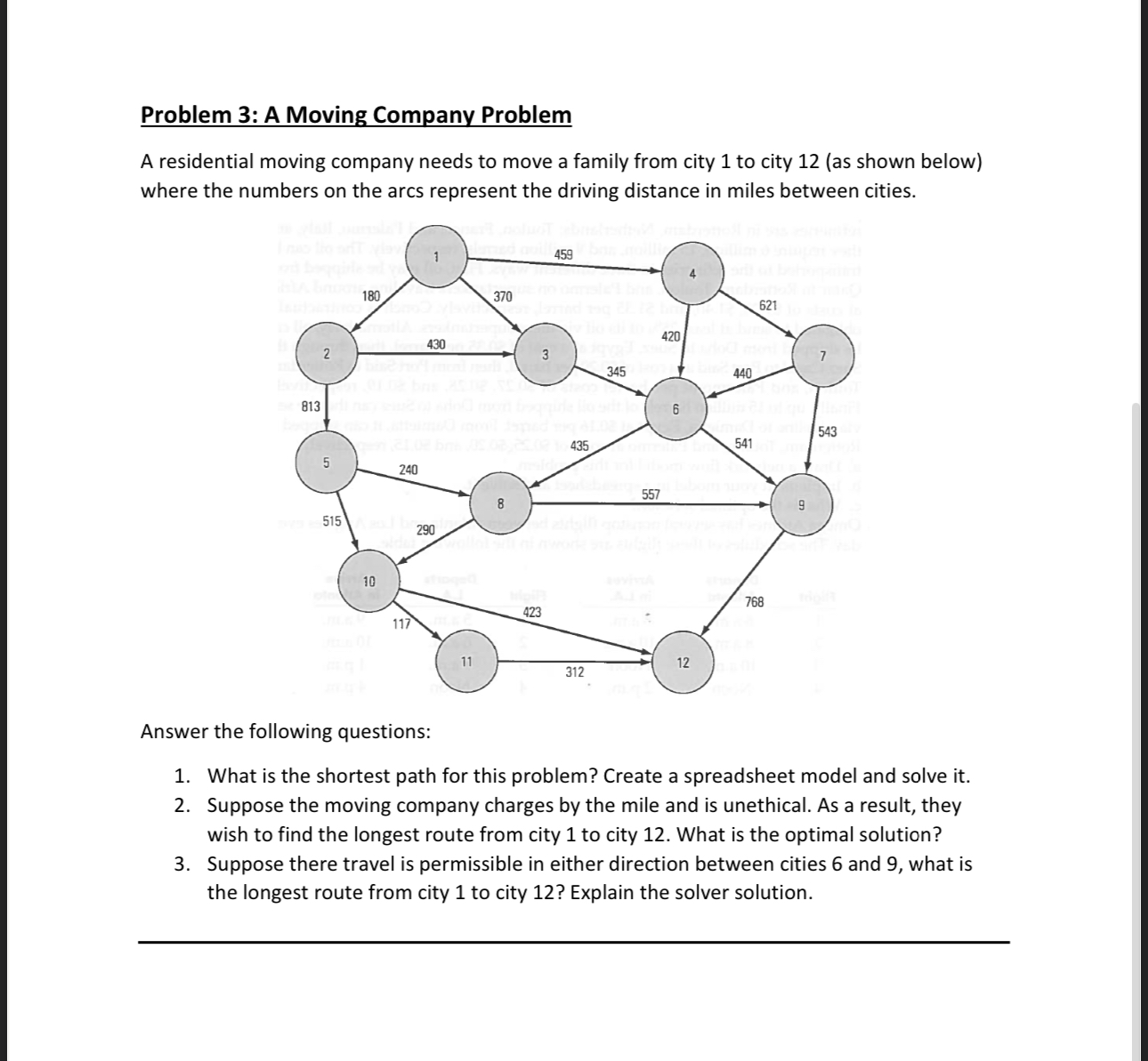 Problem 3: A Moving Company Problem A residential | Chegg.com