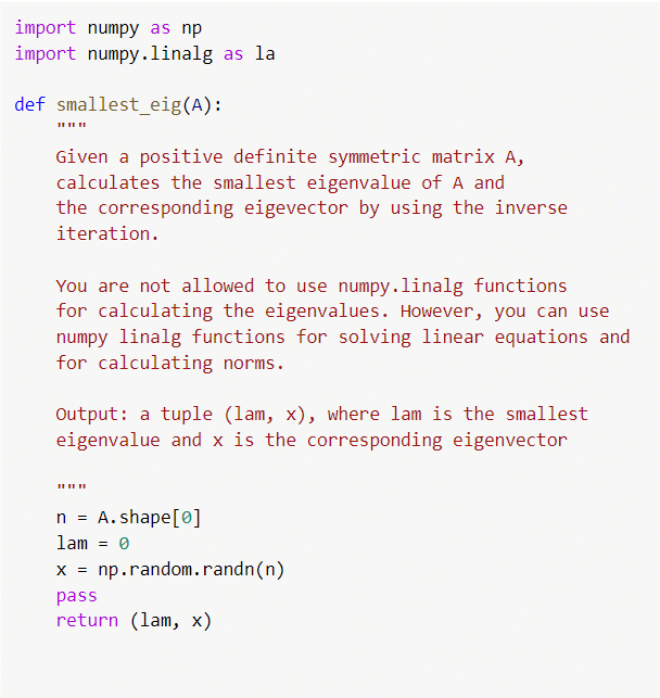 Do NOT use any numpy.linalg functions to calculate | Chegg.com