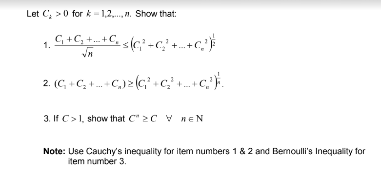 Solved Let \\( C_{k}>0 \\) for \\( k=1,2, \\ldots, n \\). | Chegg.com