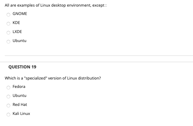 Solved All are examples of Linux desktop environment, | Chegg.com