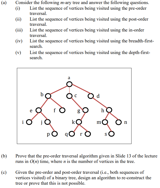 Solved (a) Consider the following m-ary tree and answer the | Chegg.com