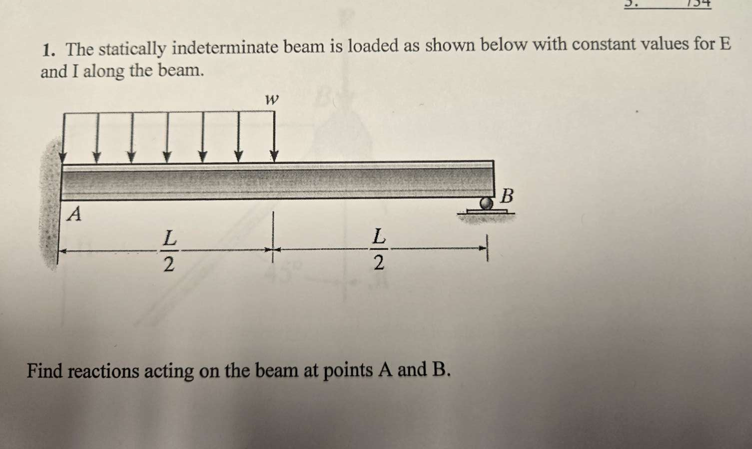 Solved The statically indeterminate beam is loaded as shown | Chegg.com