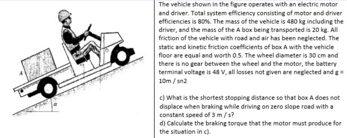 Solved The vehicle shown in the figure operates with an | Chegg.com