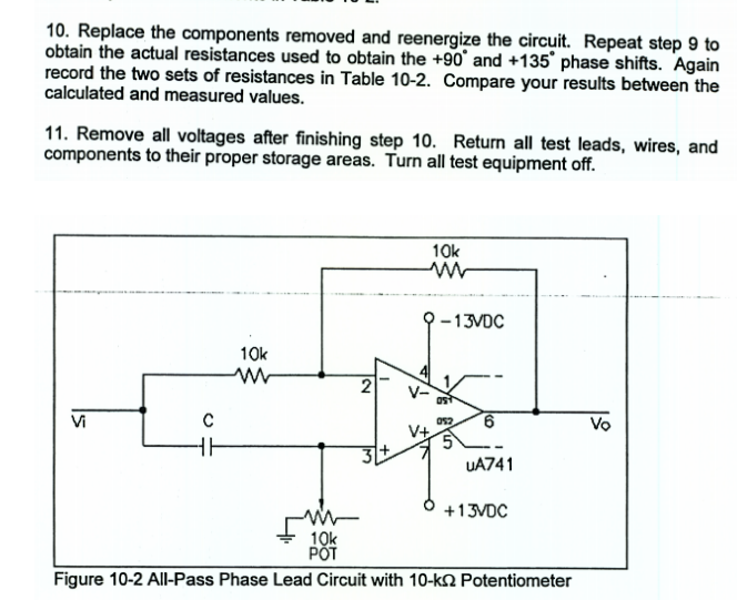 Solved All-Pass Phase Lead Circuit. 1. Review Figure 10-2 | Chegg.com