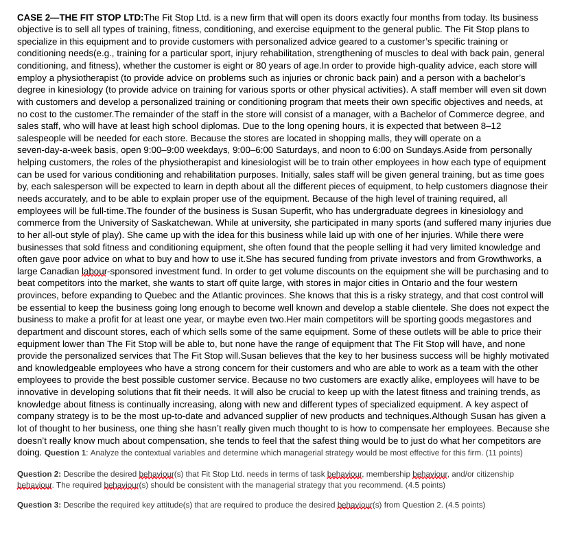 Solved CASE 2-THE FIT STOP LTD:The Fit Stop Ltd. ﻿is a new | Chegg.com