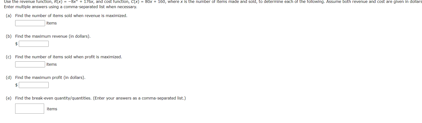 Solved Enter multiple answers using a comma-separated list | Chegg.com