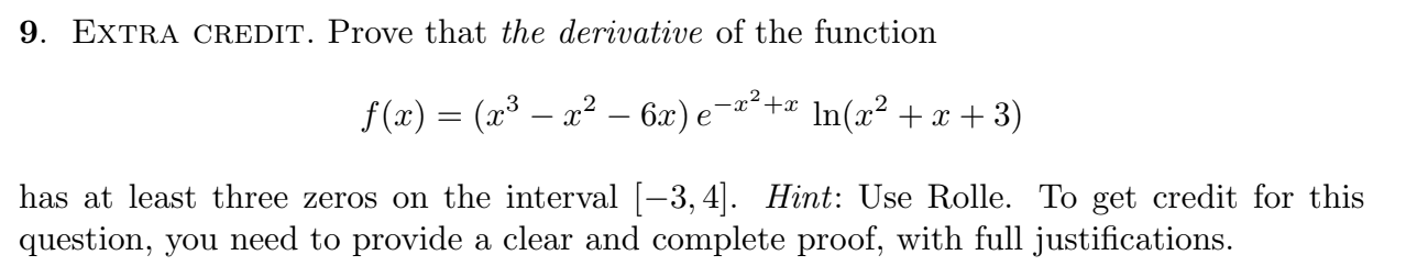 Solved 9. EXTRA CREDIT. Prove that the derivative of the | Chegg.com