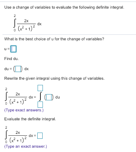 Solved Use a change of variables to evaluate the following | Chegg.com