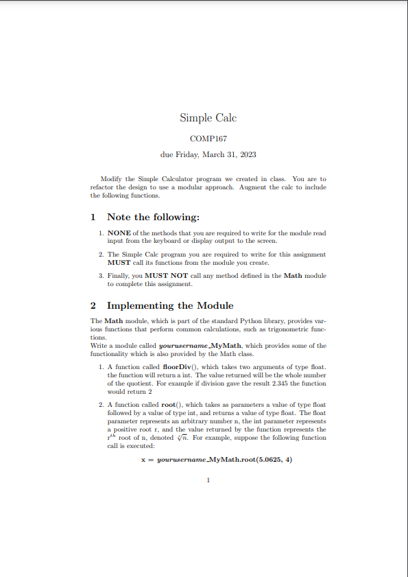 Solved In Python Modify The Simple Calculator Program We