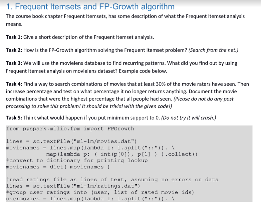 Solved Exercise 3: Frequent Itemsets and Text similarity | Chegg.com