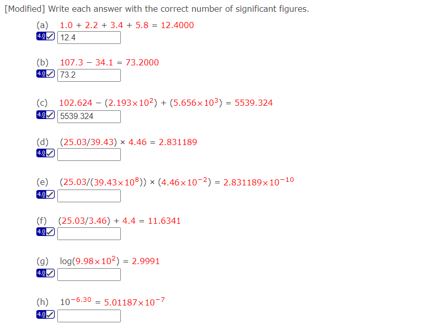 Solved dified] Write each answer with the correct number of | Chegg.com