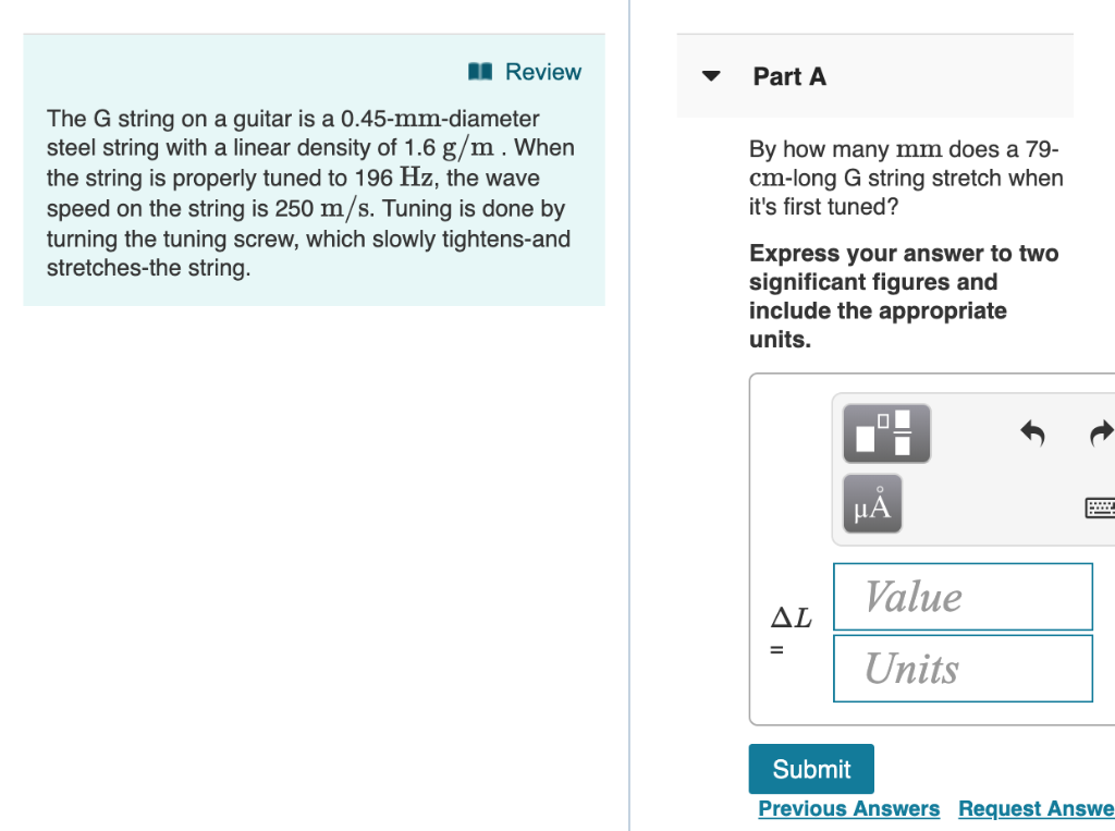 Solved Review Part A The G string on a guitar is a | Chegg.com