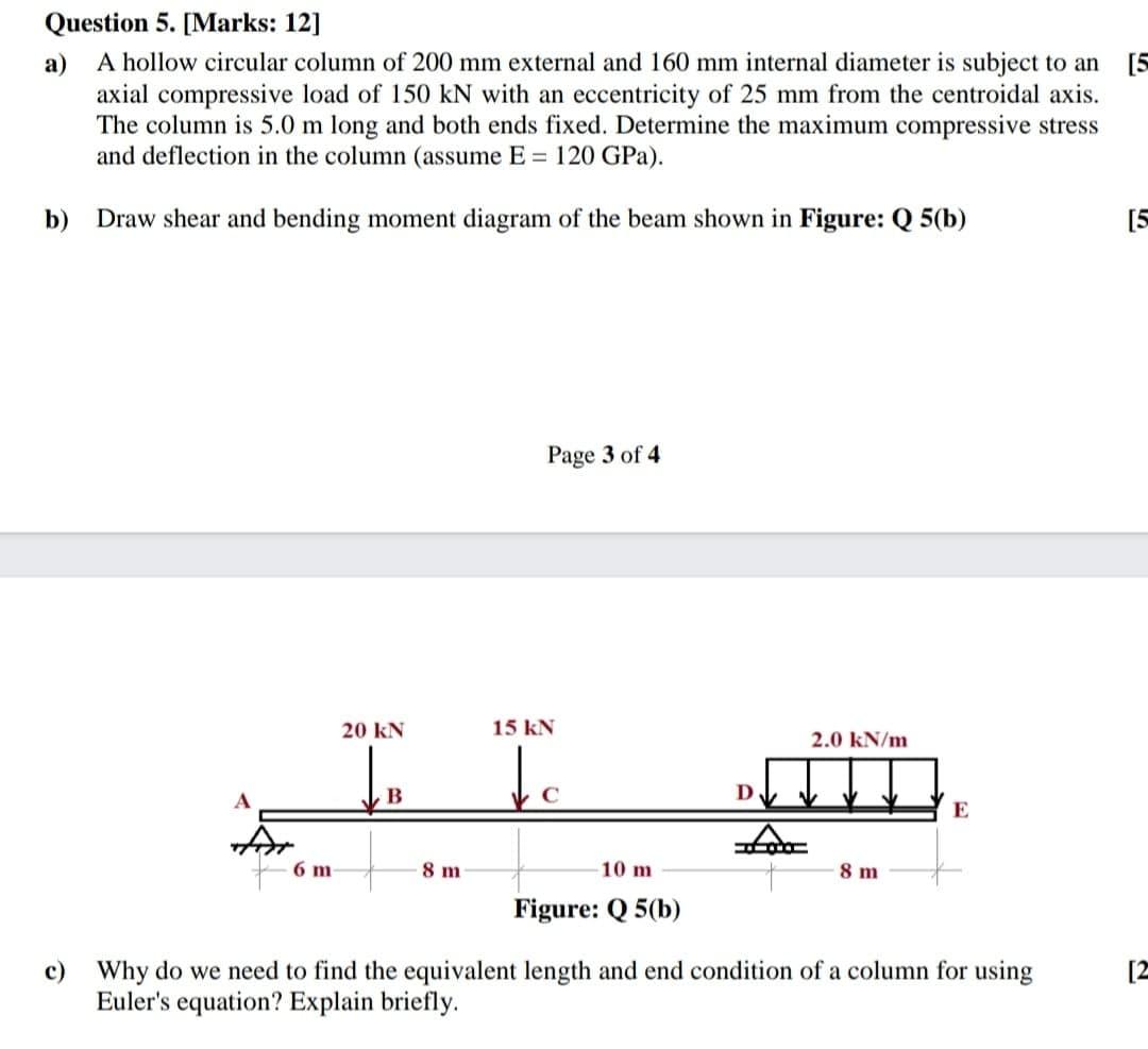 Solved [5 Question 5. [Marks: 12] a) A hollow circular | Chegg.com