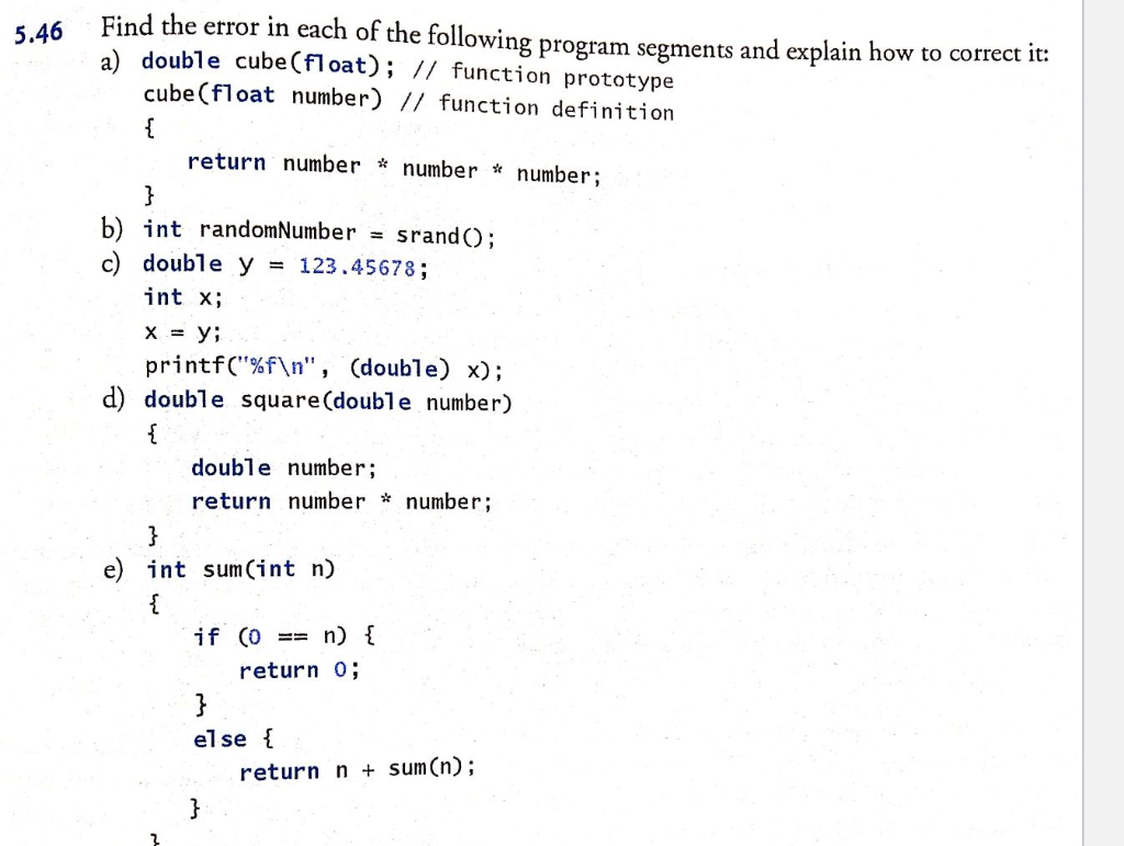 Solved Find the error in each of the following program | Chegg.com