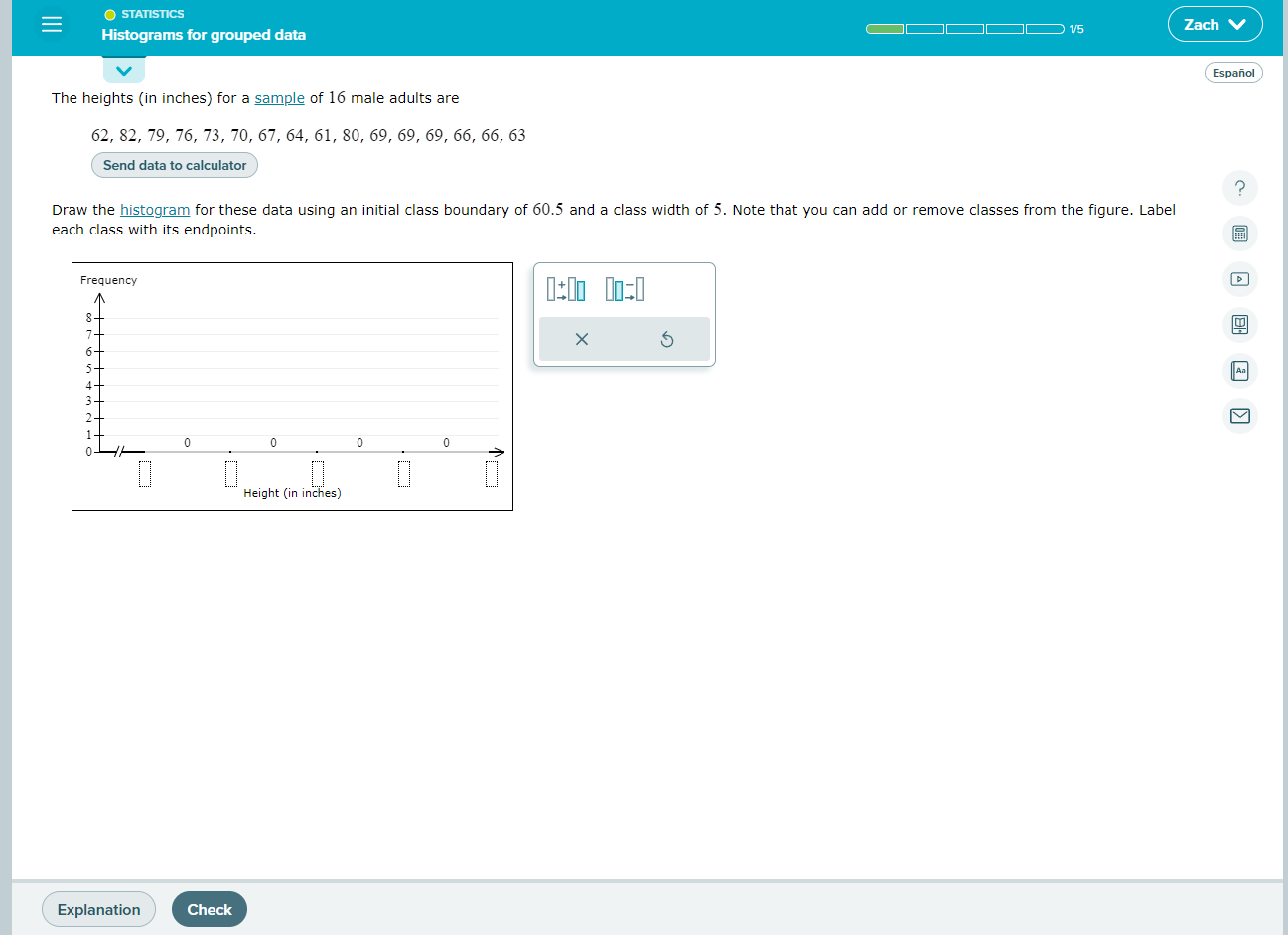 Solved Draw The Histogram For These Data Using An Initial